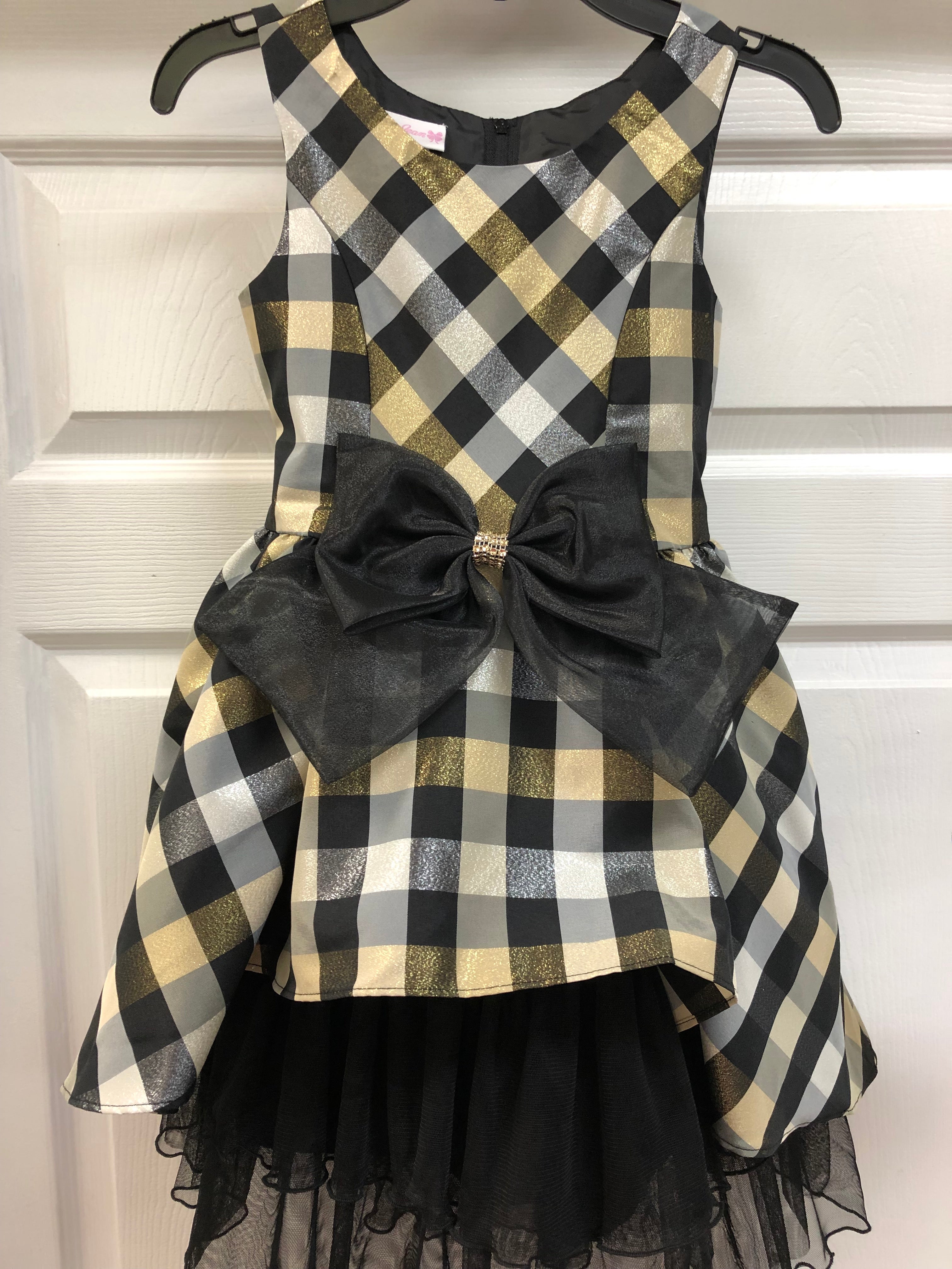 Black/Gold Checked Dress – judyssmallworld