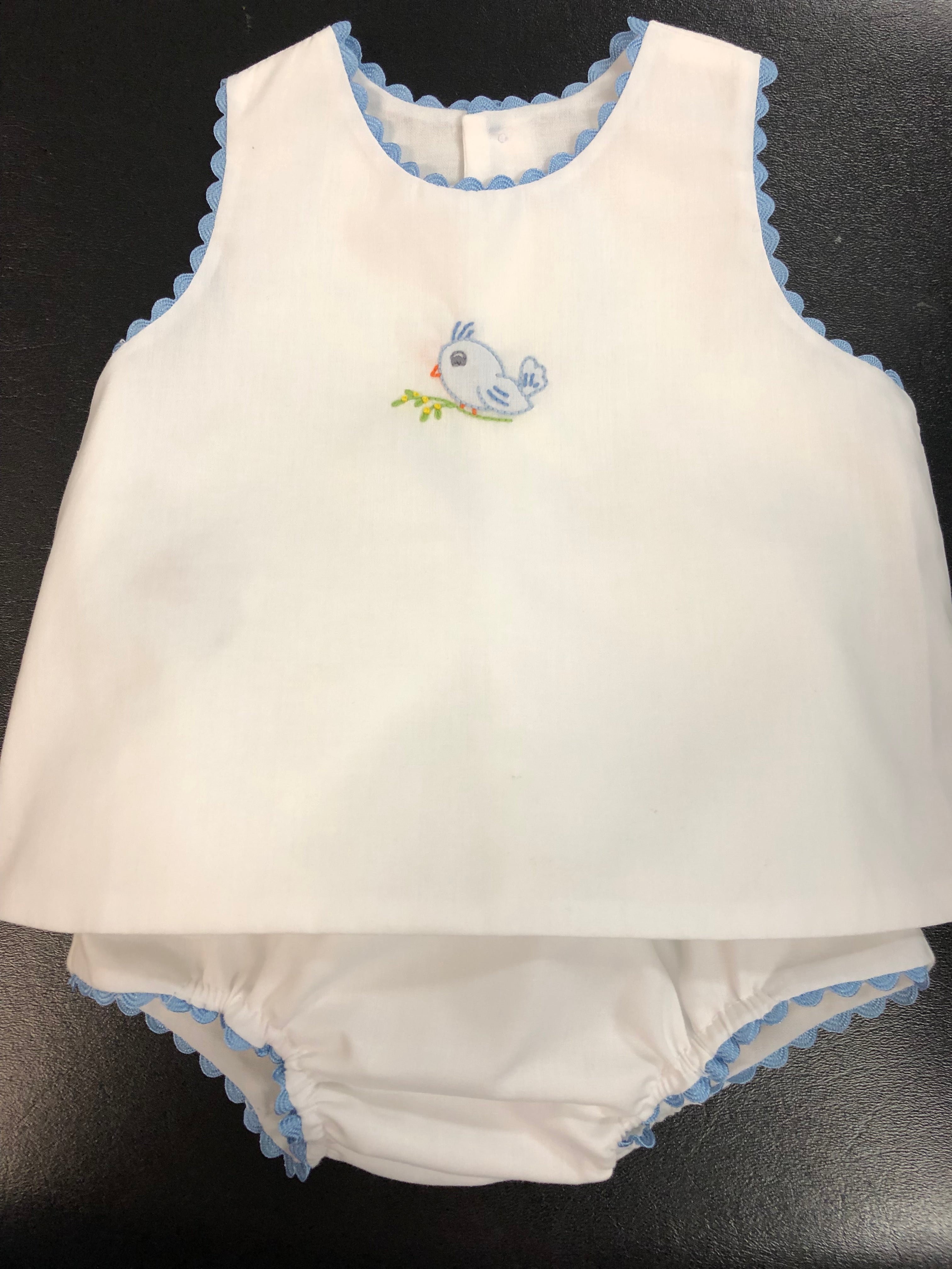 White W/Blue Bird Diaper Set – judyssmallworld